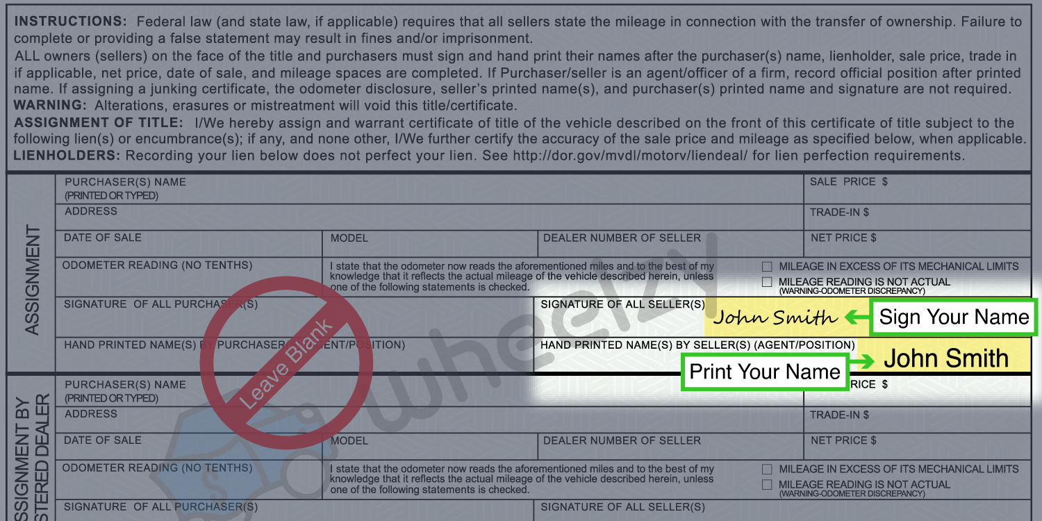 How To Sign Your Car Title In Fenton Including DMV Title Sample Picture